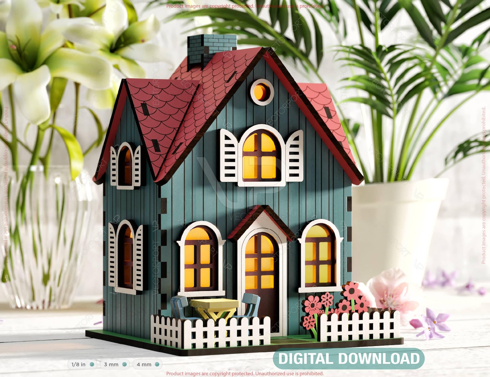 Miniature Village Garden House - Village With Landscape & Flowers ...