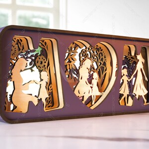 Mom & Daughter Shadow Box SVG, Standing Mom and Daughter Multilayer ...