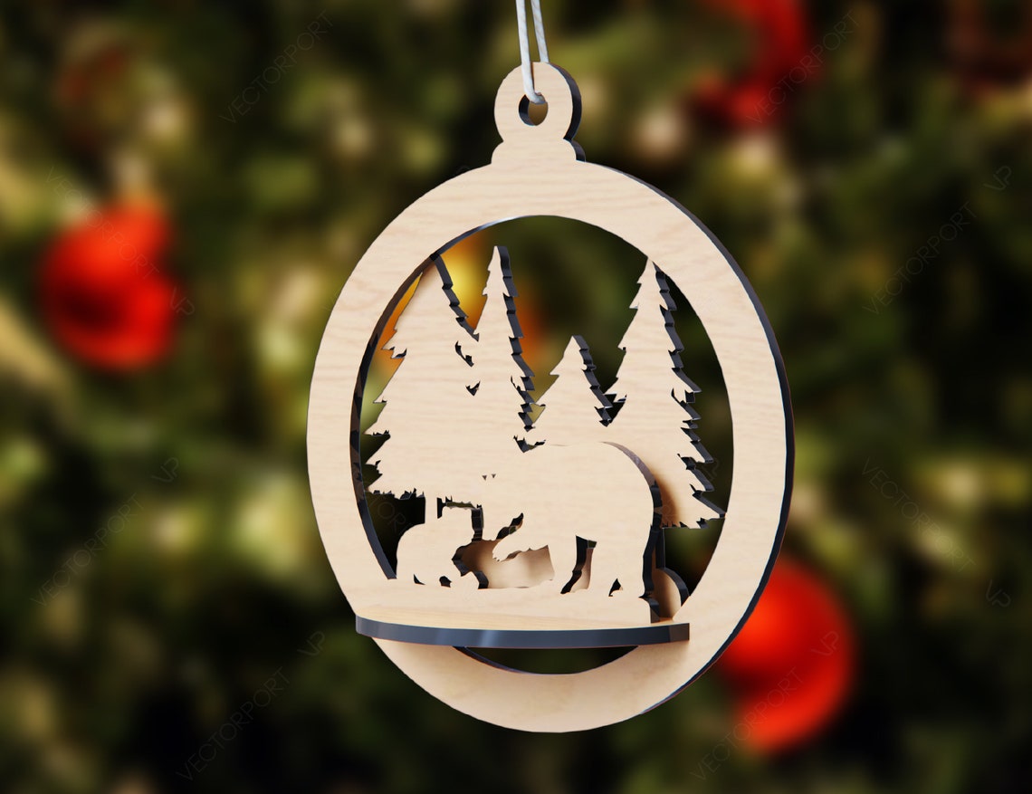 Tree Bauble Wood 3D Laser Cut Christmas Ball Ornament Round - Etsy UK