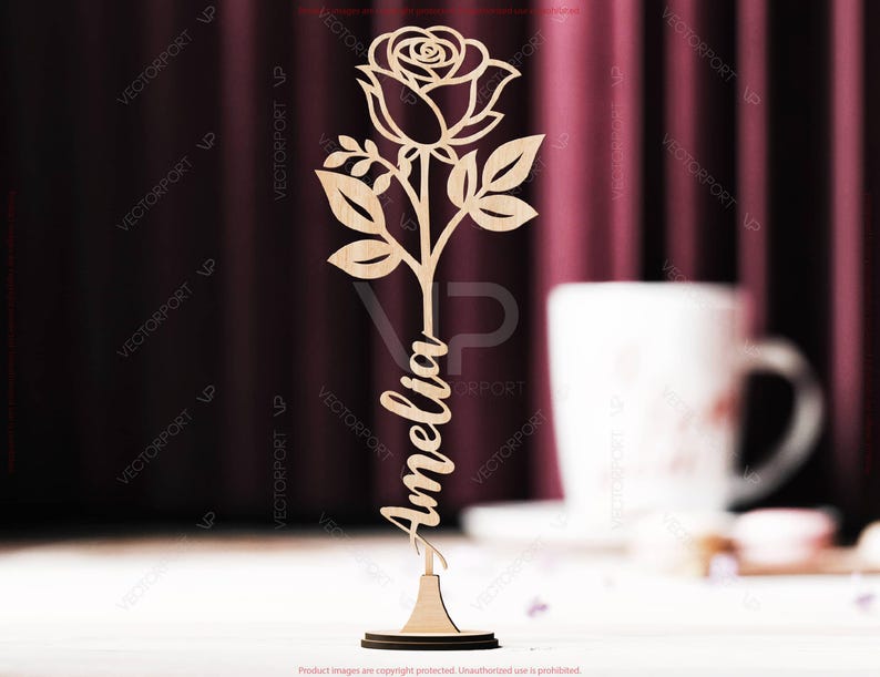 Customizable Standing Flower Laser Cut Art - Personalized Flower With ...