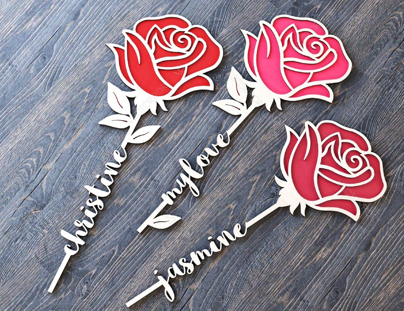 Rose Flower Laser Cut Out Art Valentine Day Acrylic Wood - Etsy
