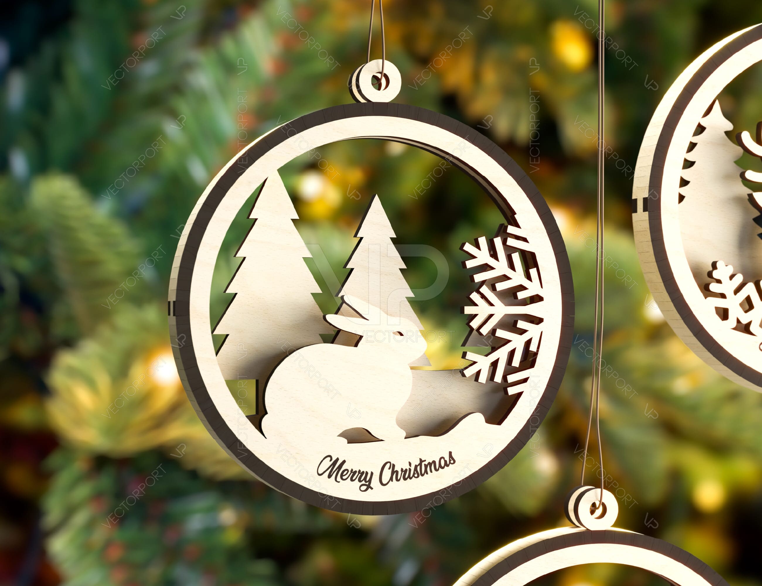 Christmas Balls Deer Rabbit Tree Decorations Craft Hanging Bauble Snowy ...