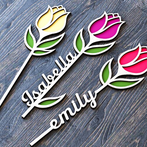 Flower Laser Cut Out Art Gift Day Acrylic Wood Personalized - Etsy