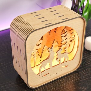 Wooden Led Night Lamp Deer Forest Scene Multilayer Shadowbox - Etsy