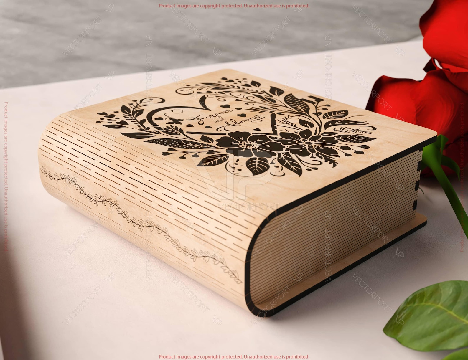 Romantic Love Book-shaped Wooden Gift Box With Lock – Laser-cut Card ...