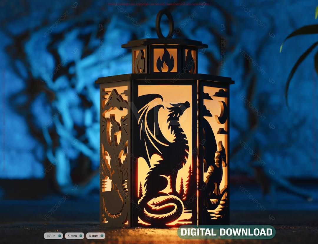 Dragon's Breath Lantern: Detailed Laser-cut Artwork, Mystical 3D ...