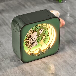 Easter Magic: Square Table Lamp With Bunny and Fairy Silhouettes - LED ...