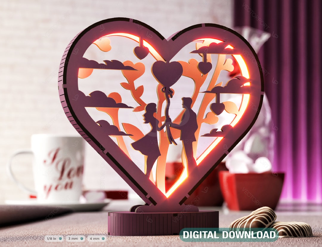 Symphony of Love: Artistic Table Lamp for Valentine's Day 3D LED Light ...