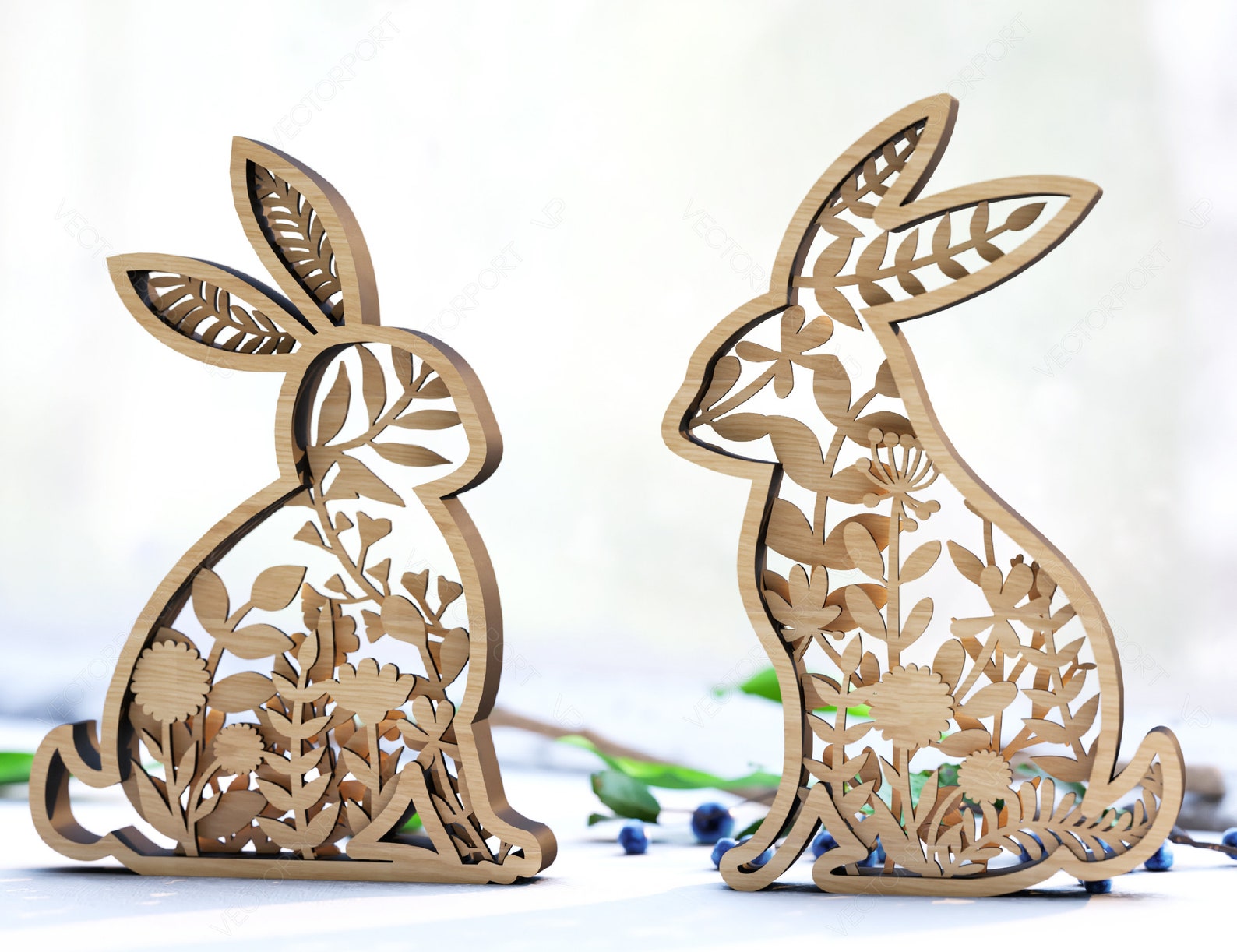 Easter Laser Cut Files Rabbits SVG Layered Bundle Floral - Etsy UK