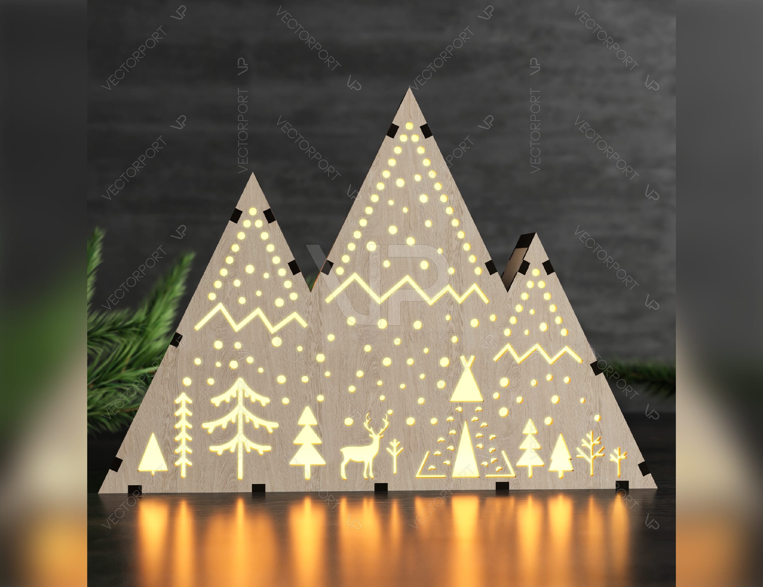 Scandinavian Mountain Led Night Light Lamp Laser Cut Bedside Table Lamp ...