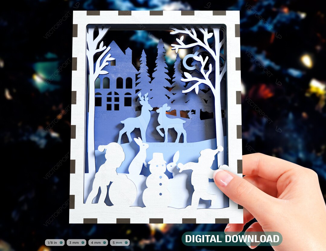 Layered Christmas Multilayer Christmas Gift Ornament Snowman Deer ...