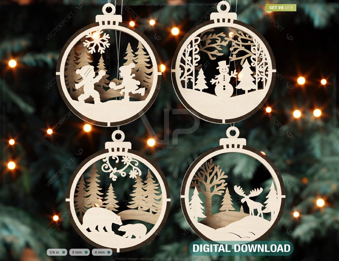 Snowman Theme 3D Christmas Ornament Set Tree Decorations Craft Hanging ...