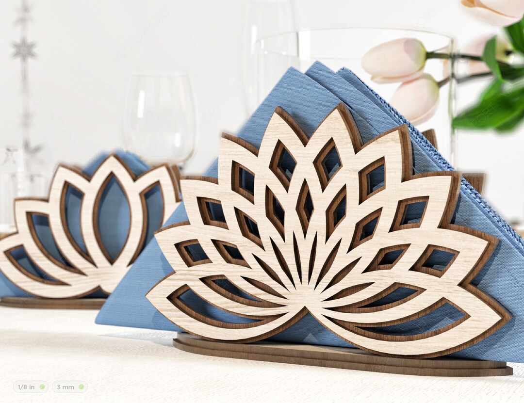 Lotus Flower Decorative Napkin Holder Laser Cut Heart Leaf - Etsy