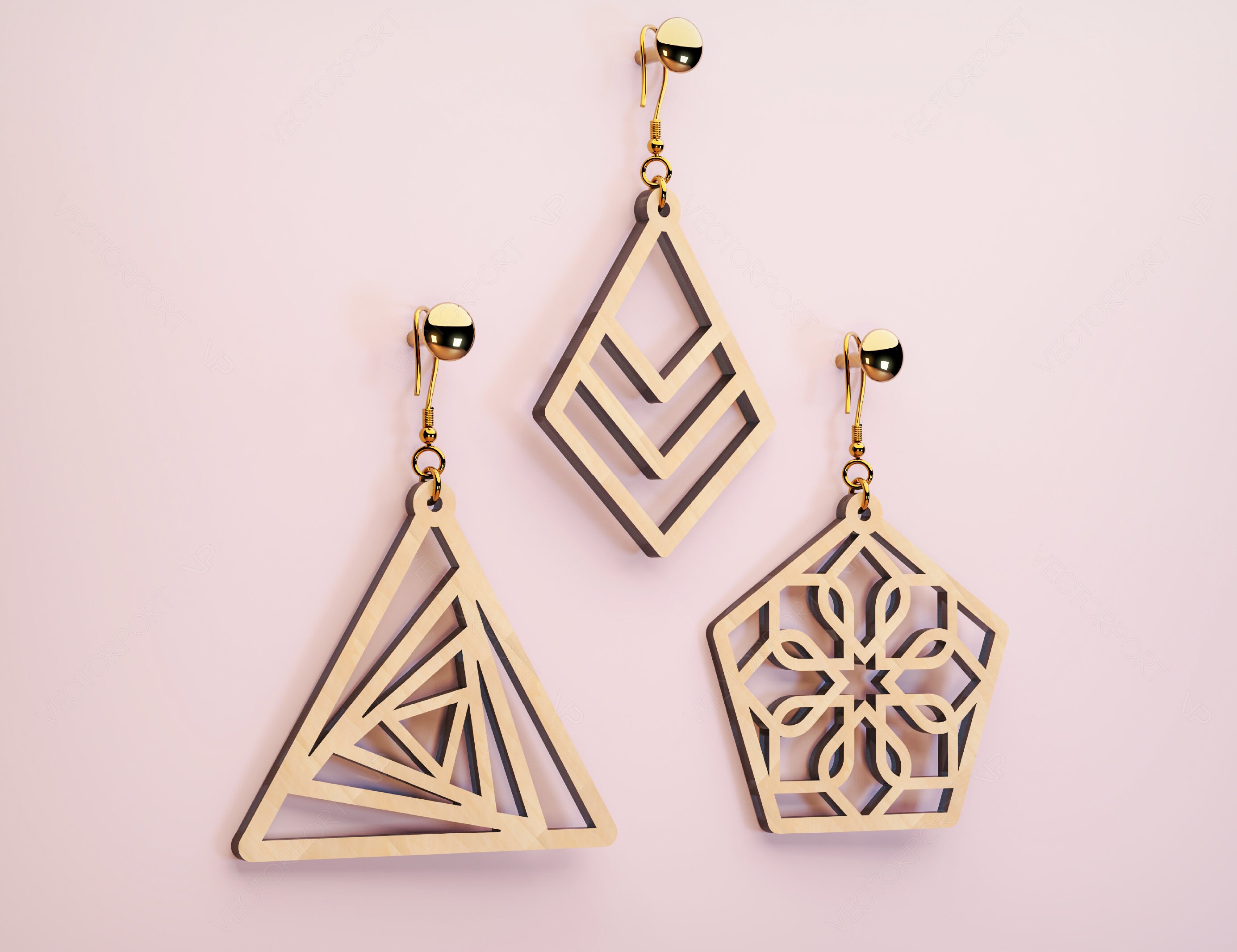 Geometric Shapes Earrings Leaf Earrings SVG Earring Template - Etsy