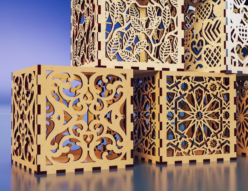 Decorative Laser Cutting Wooden Box Geometric Ornamental Gift - Etsy