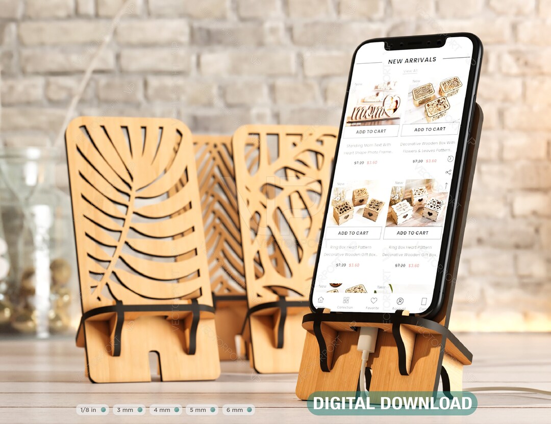 Laser Cut Wooden Mobile Phone Stand Cell Phone Holder Digital Download ...