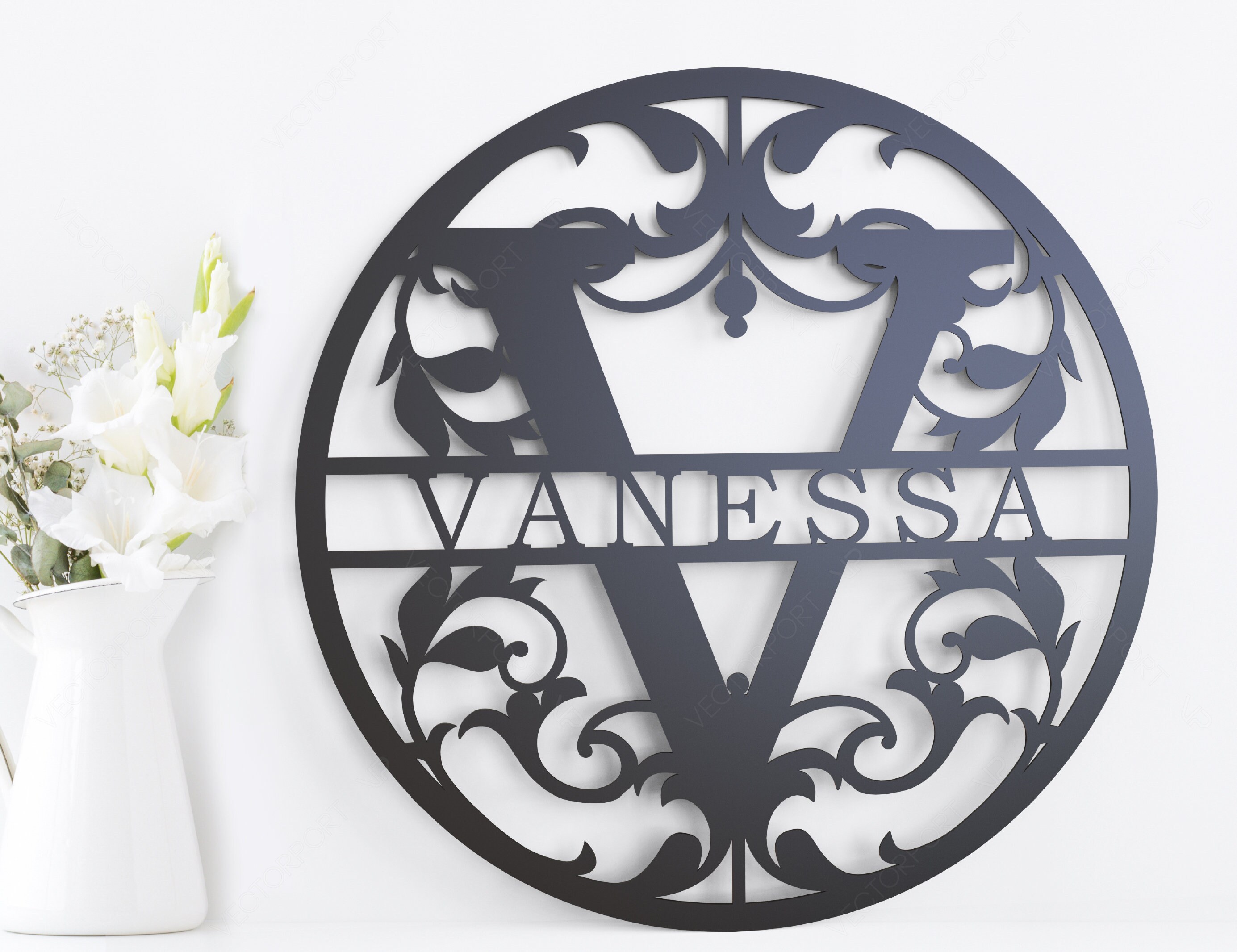 Floral Round Split Regal Monogram Alphabet Letters Laser Cut - Etsy