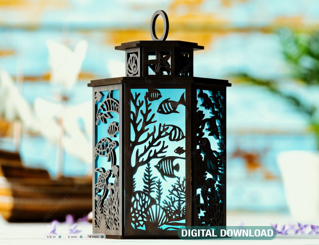 Ocean Dreams: 3D Underwater Laser Cut Lantern With Fish, Dolphin ...