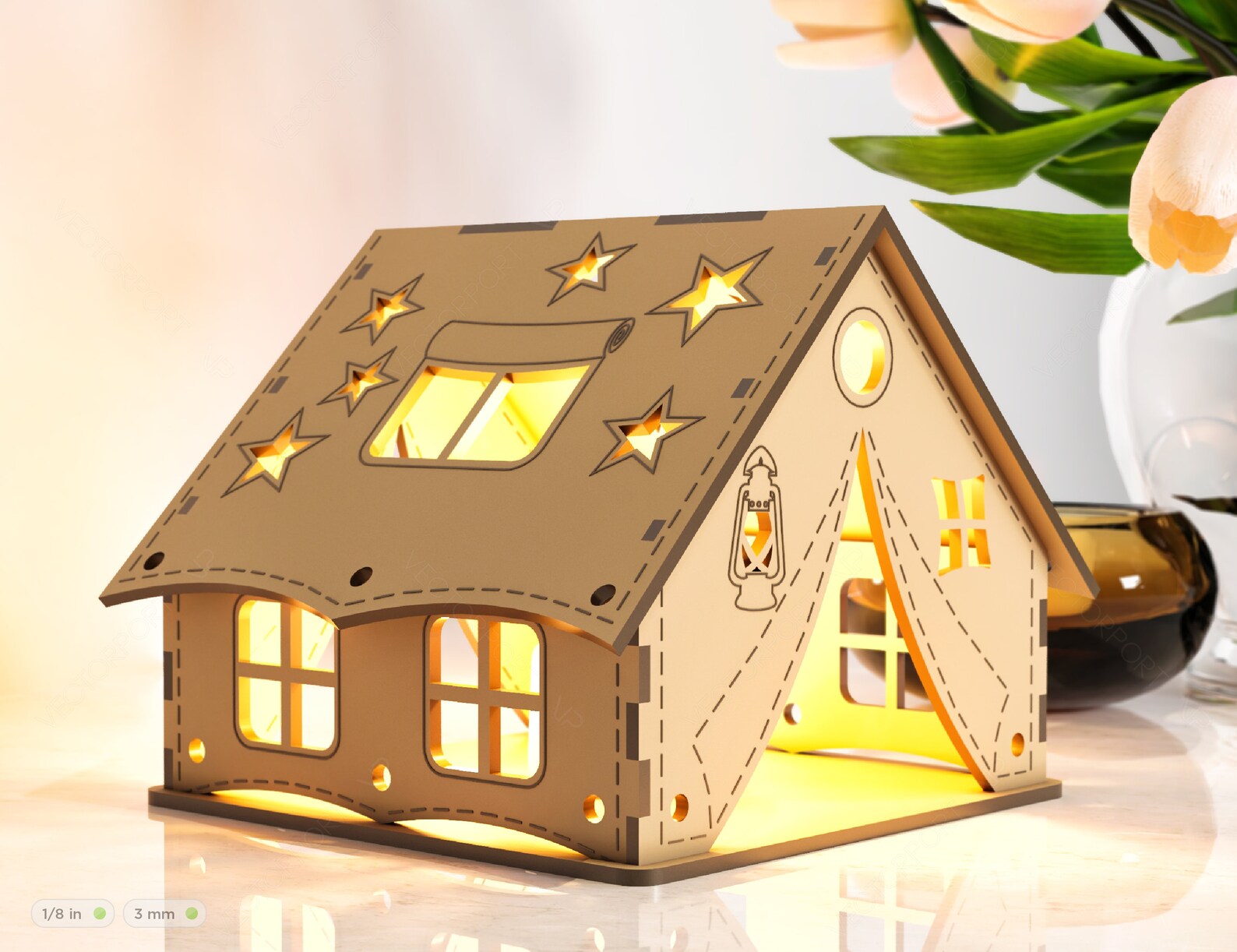 Wooden Tent Shape Laser Cut Night Light Lamp Mdf Laser Cutting - Etsy