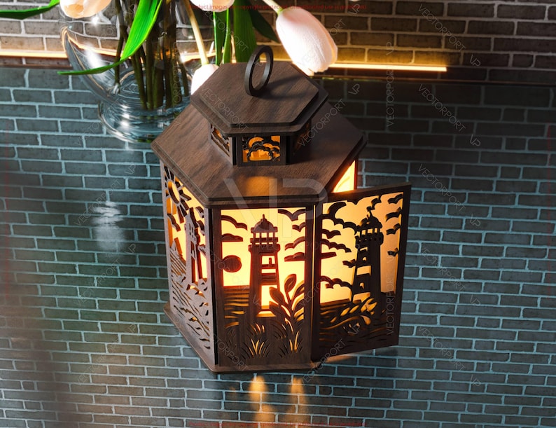 Coastal Lighthouse Lantern SVG – Laser Cut Table Lamp – Nautical Decor ...