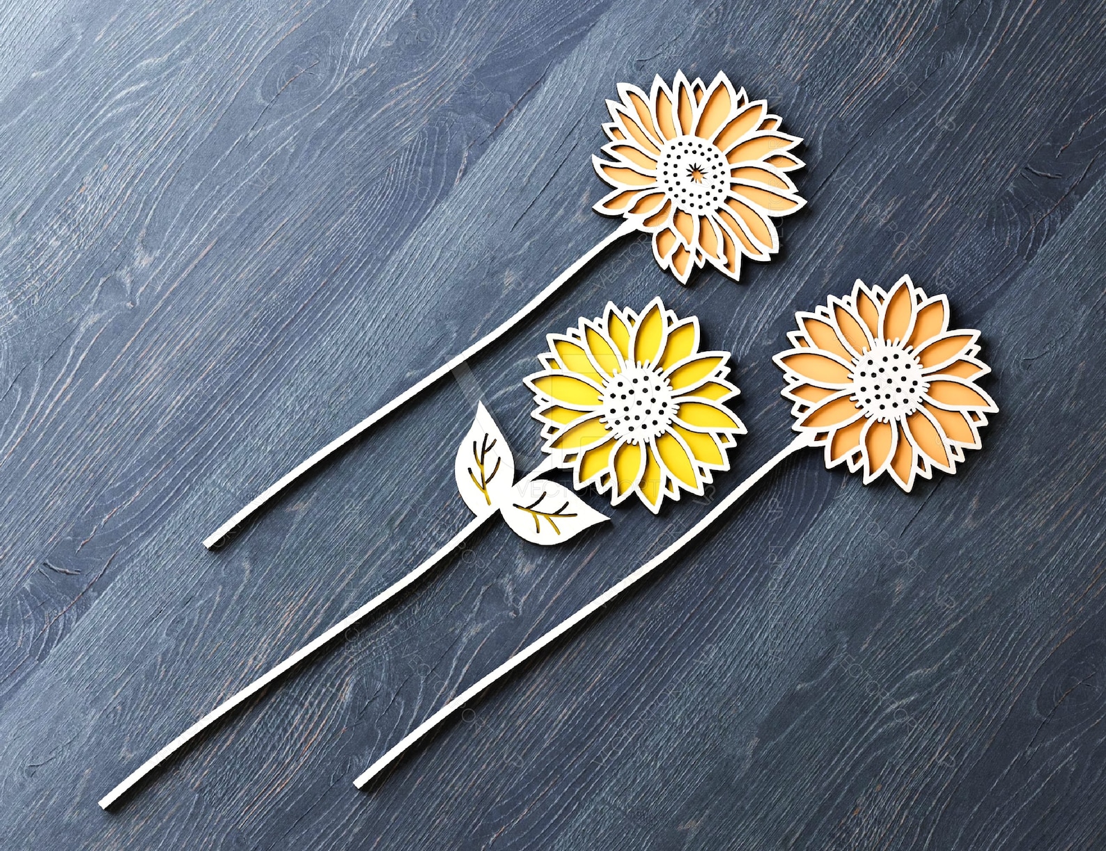 Sunflower Laser Cut Out Stick With Tag for Laser Cutting Art Valentine ...