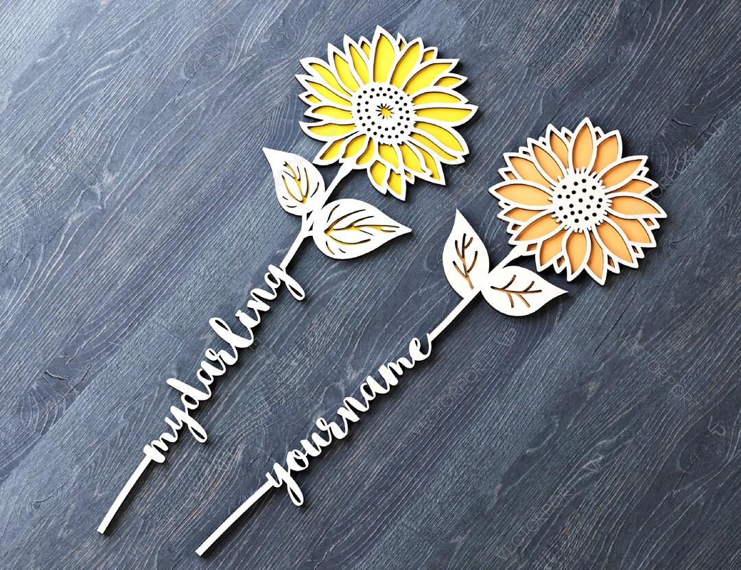 Sunflower Laser Cut Out Stick With Tag for Laser Cutting Art - Etsy