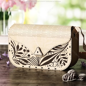 Elegant Wooden Purse With Floral Pattern, Laser Cut Fashion Clutch ...