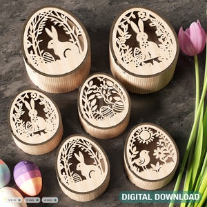 Easter Elegance: Laser Cut Egg Shaped Wooden Gift Box for Stylish ...