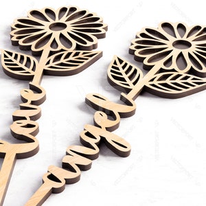 Daisy Laser Cut Out Art Valentine Day Acrylic Wood Personalized Flower ...