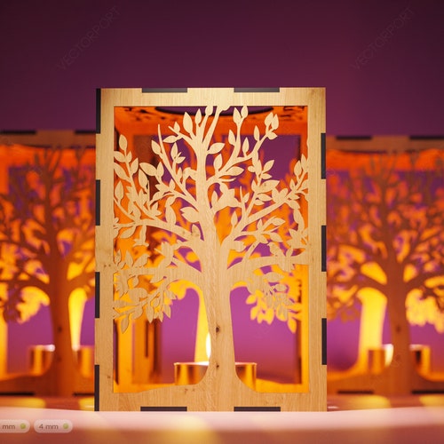 Tree Leaf Candle Holder Laser Cut Lamp Wood Tea Light Lantern - Etsy