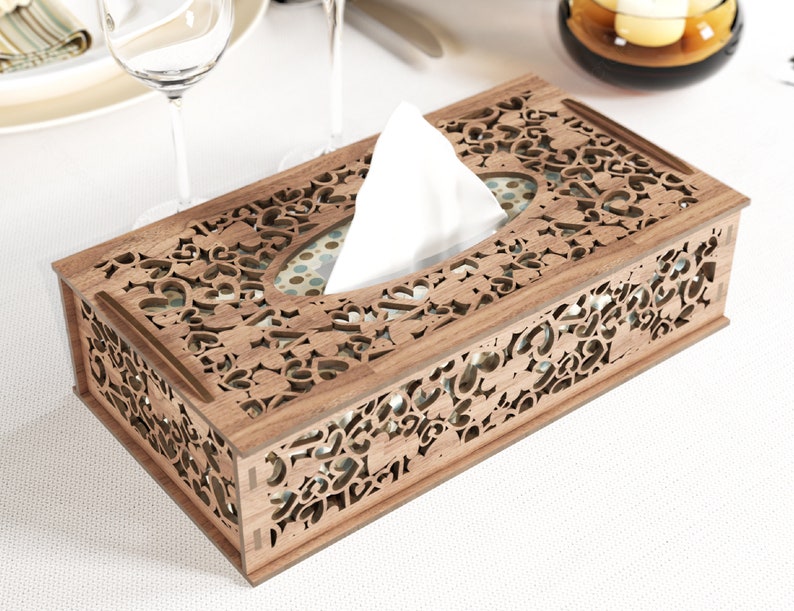 Decorative Laser Cut Tissue Box Heart Shape Tabletop Wooden - Etsy