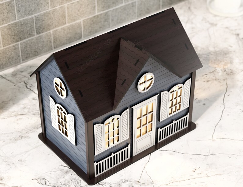 Wooden House Laser Cut Night Light Lamp Mdf Laser Cutting Home - Etsy