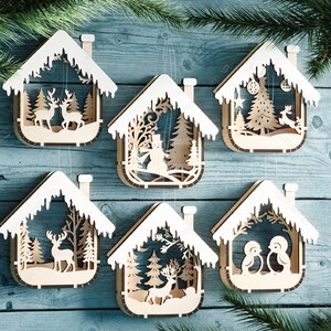 House Shape New Year Theme 3D Christmas Ornament Set Tree Decorations ...