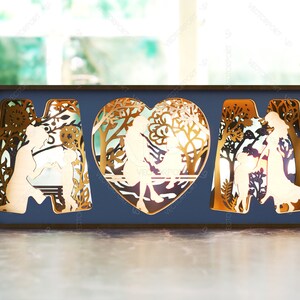 Mom & Son Shadow Box SVG, Standing Mom and Son Multilayer Happy Mothers ...