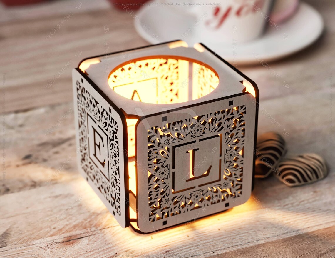 Personalized Elegance: Monogram Cube Lantern Candle Holder, Latin ...