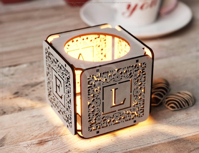 Personalized Elegance: Monogram Cube Lantern Candle Holder, Latin ...