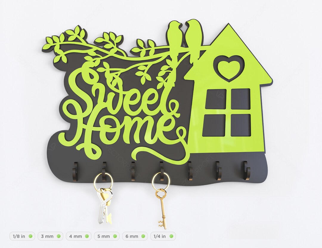Laser Cut Key Holder Wall Mounted Decorative Hanger Love Birds - Etsy