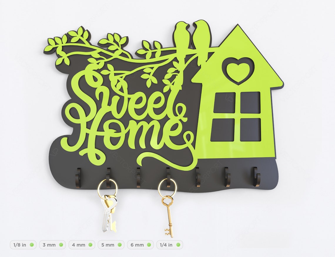 Laser Cut Key Holder Wall Mounted Decorative Hanger Love Birds - Etsy