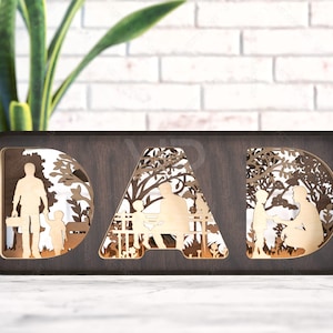 Dad & Son Shadow Box SVG, Standing Dad and Son Multilayer Happy Father ...