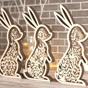 Easter Laser Cut Files Rabbits SVG Layered Bundle, Floral Bunny ...