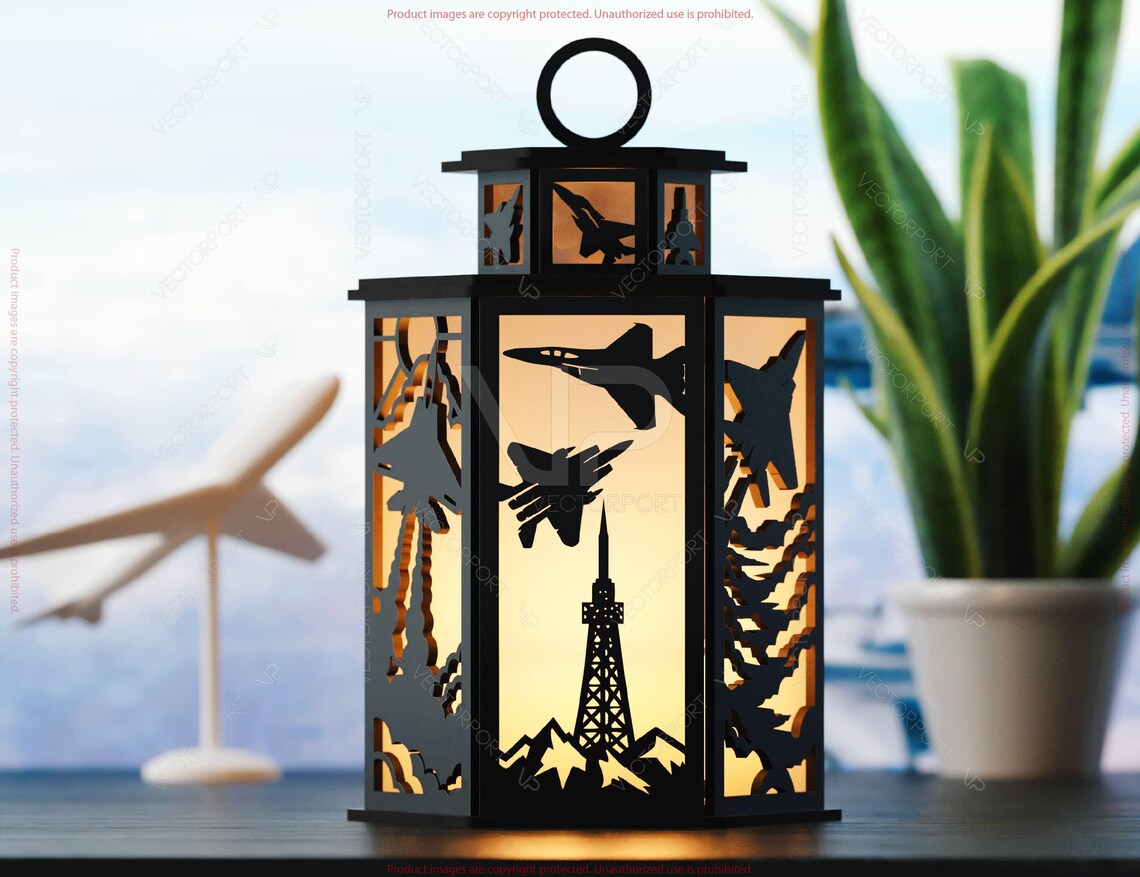 Fighter Jet Flight Lantern SVG - Laser Cut Aviation Lamp Kit | Cockpit ...