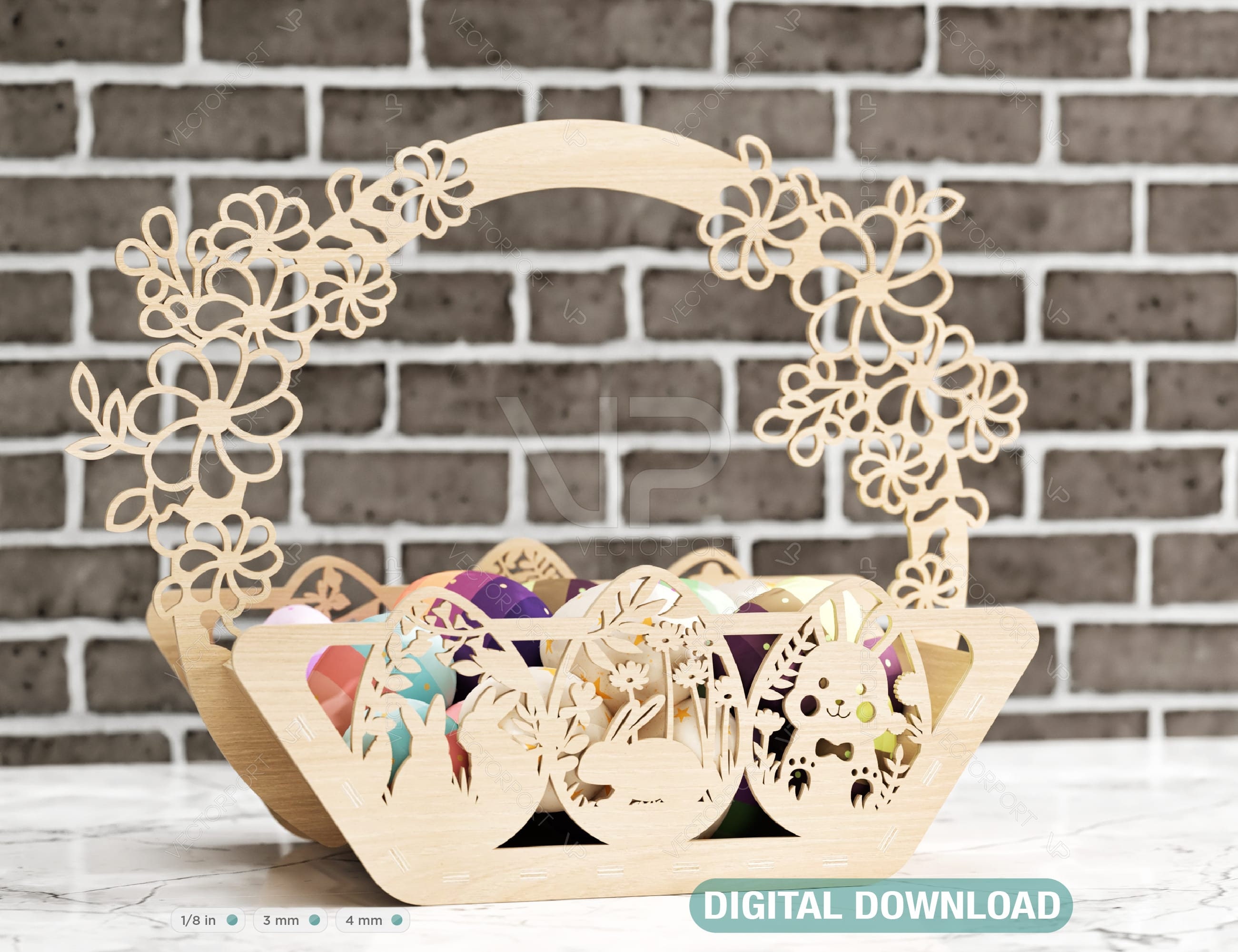 Decorative Laser Cut Wooden Easter Basket Laser Cut Egg Bowl SVG Files ...