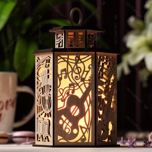Symphony Lantern: Music Notes Laser Cut Tealight Candle Holder Night ...
