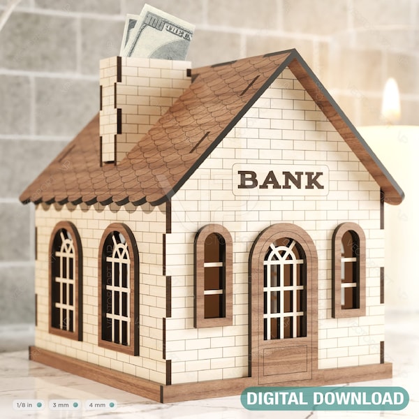 Wooden House Bank - Etsy