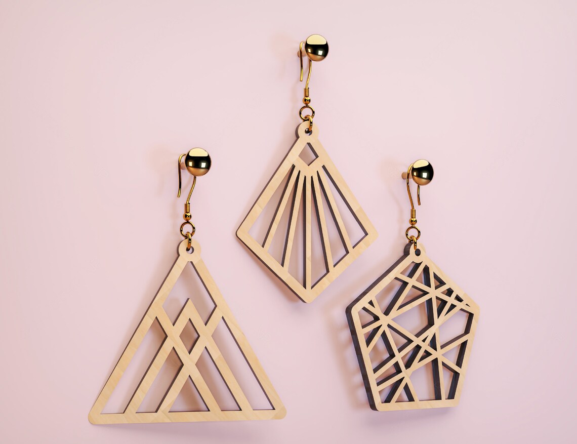 Geometric Shapes Earrings Leaf Earrings SVG Earring Template - Etsy