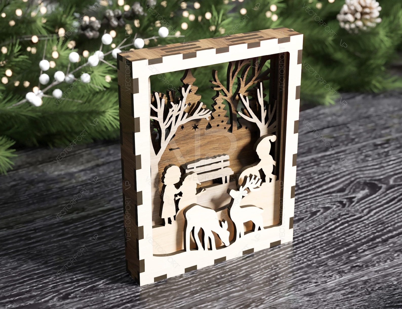 Layered Christmas Multilayer Christmas Gift Ornament Snowman Deer ...
