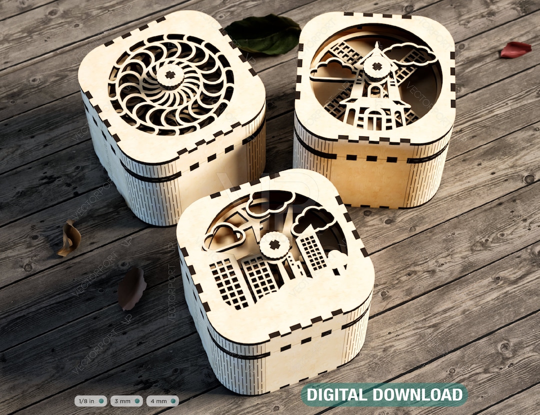 Laser Cut Keepsake Box With Rotating Feature - Laser Cut Spinner Gift ...