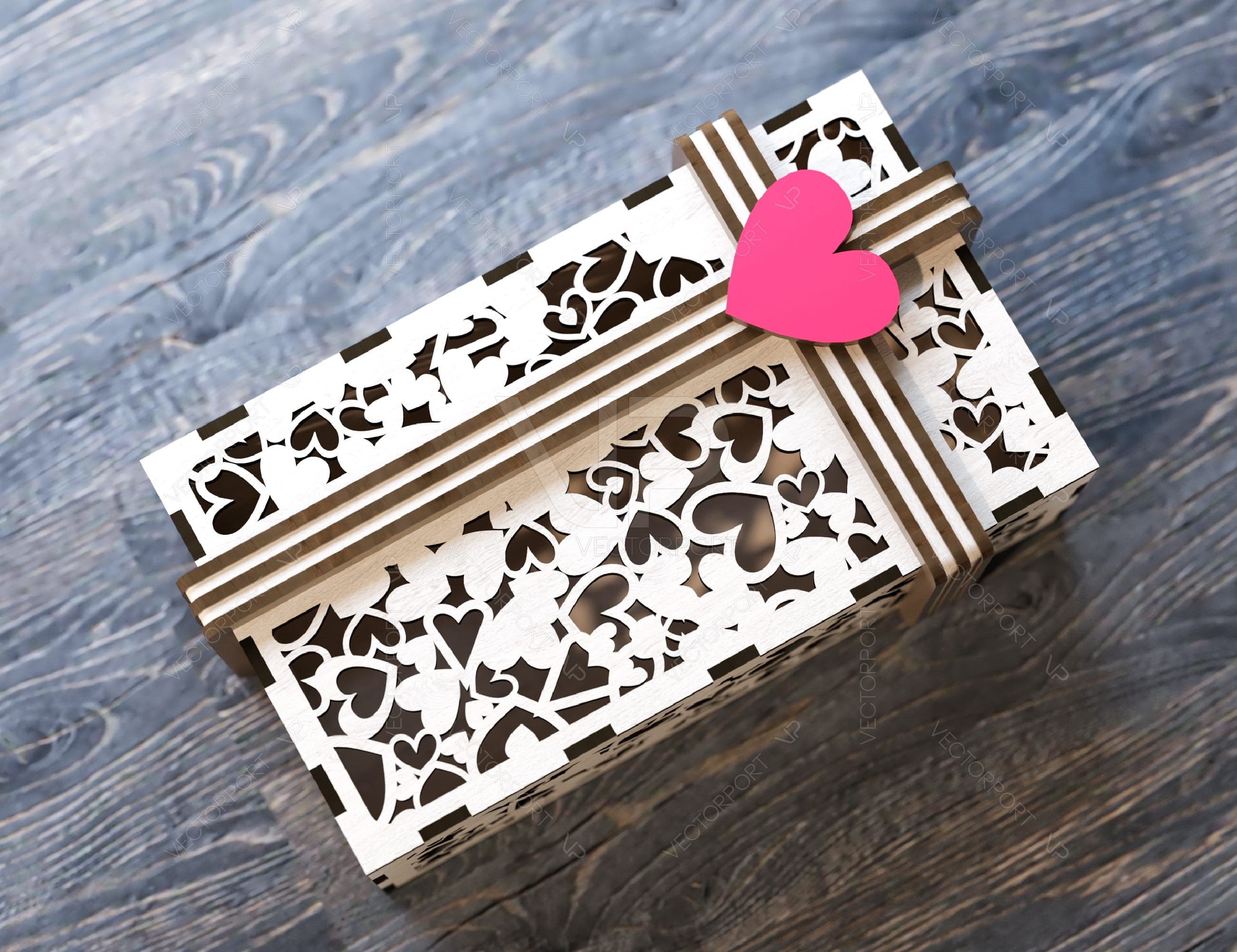 Valentine Day Gift Box With Ribbon Decorative Wooden Laser Cut Jeweler ...