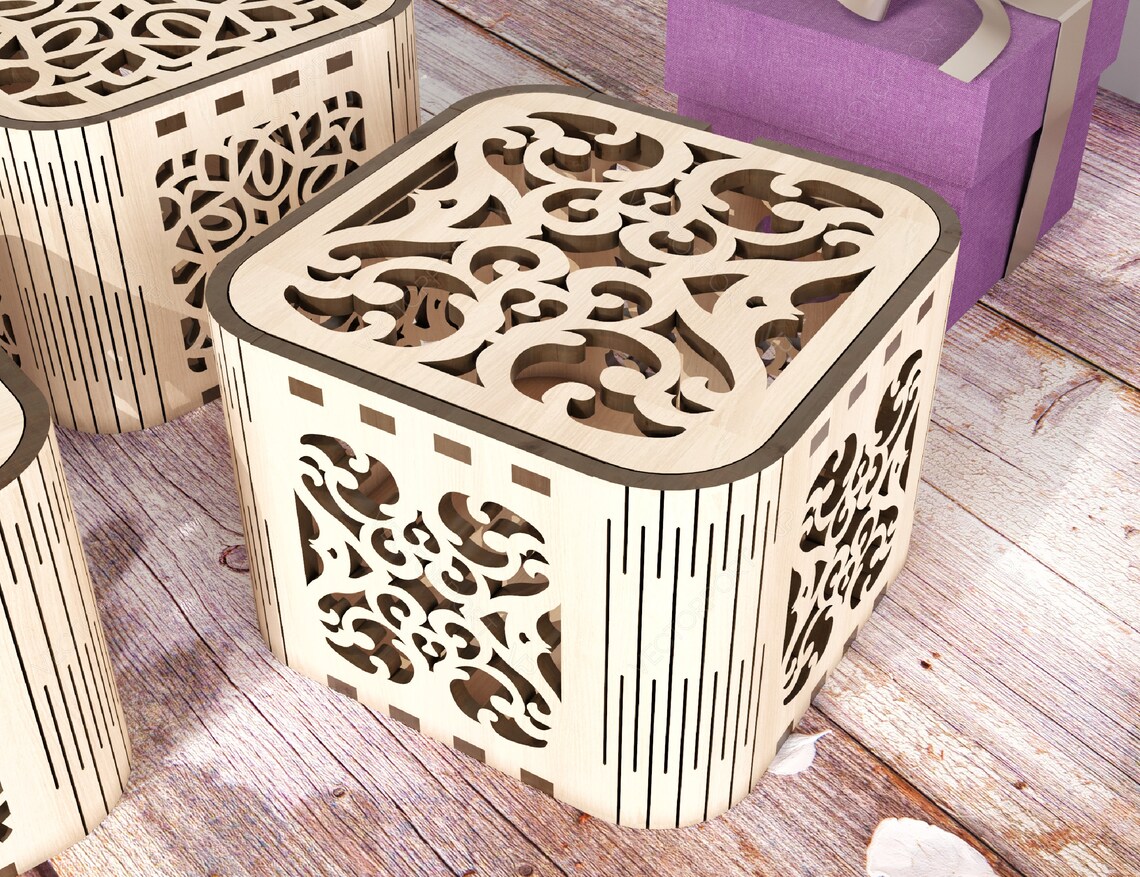 Floral Design Decorative Wooden Gift Box Laser Cut Jeweler - Etsy