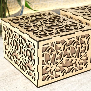 Laser Cut Decorative Gift Box With Flowers Pattern, Opener Jeweler Case ...